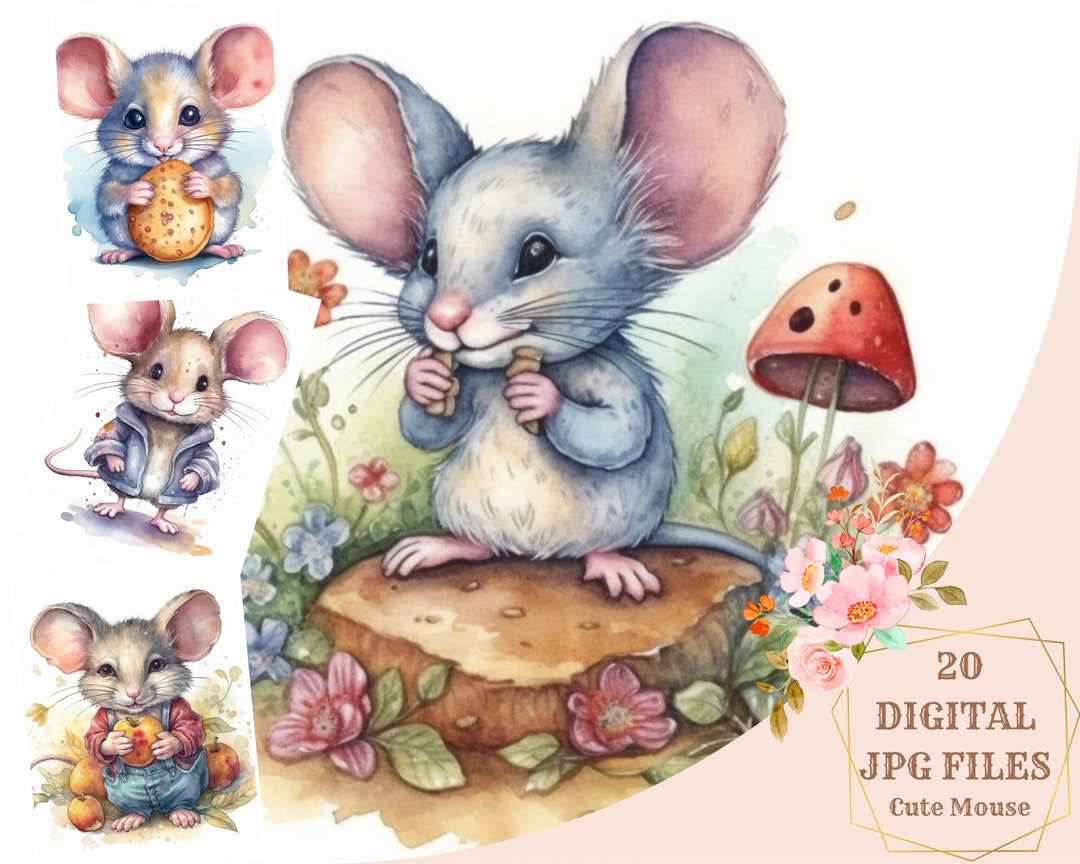Cute Mouse Design Bundle: Cute Clipart, Digital Prints, and T-shirt ...