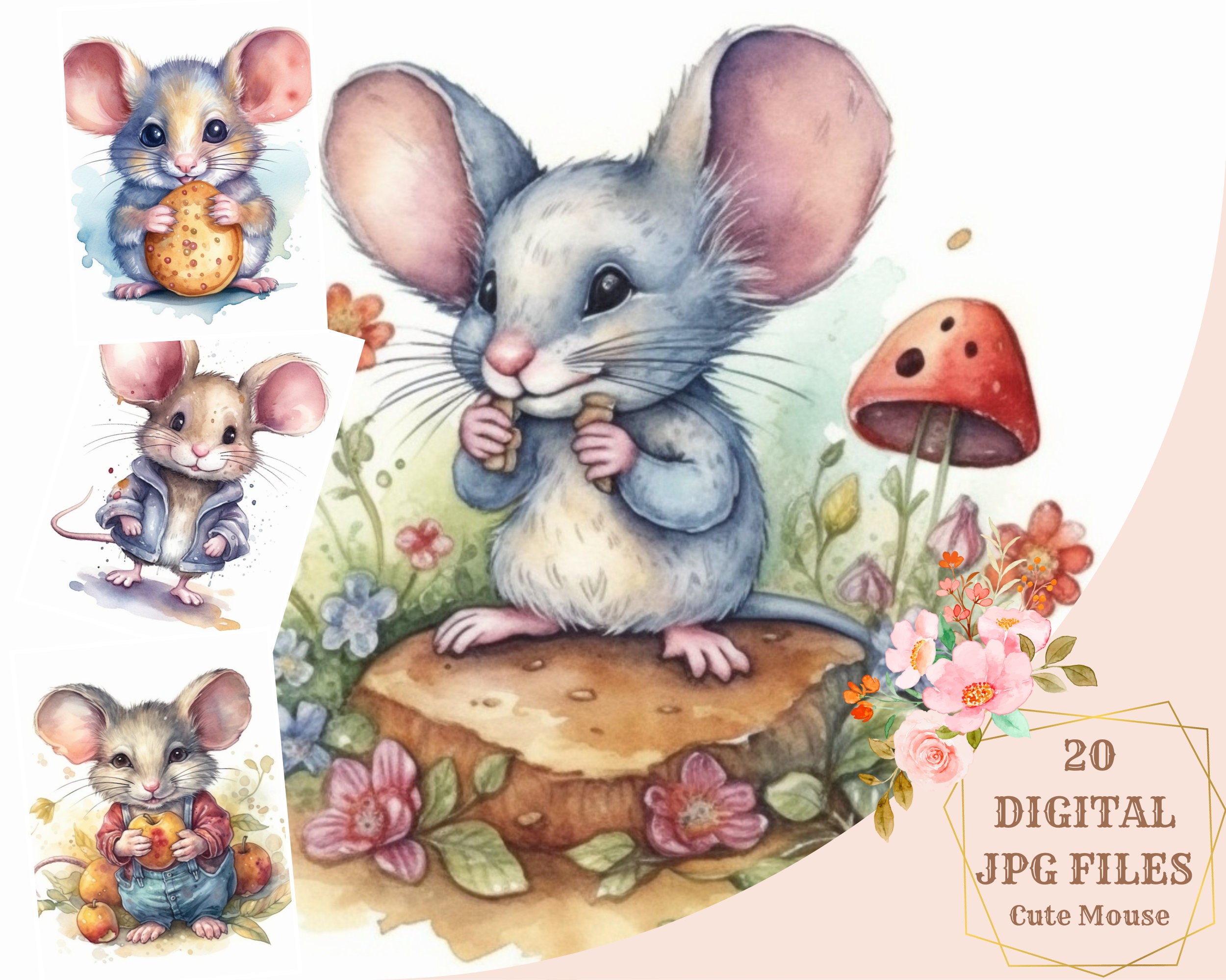Cute Mouse Design Bundle: Cute Clipart Digital Prints and - Etsy