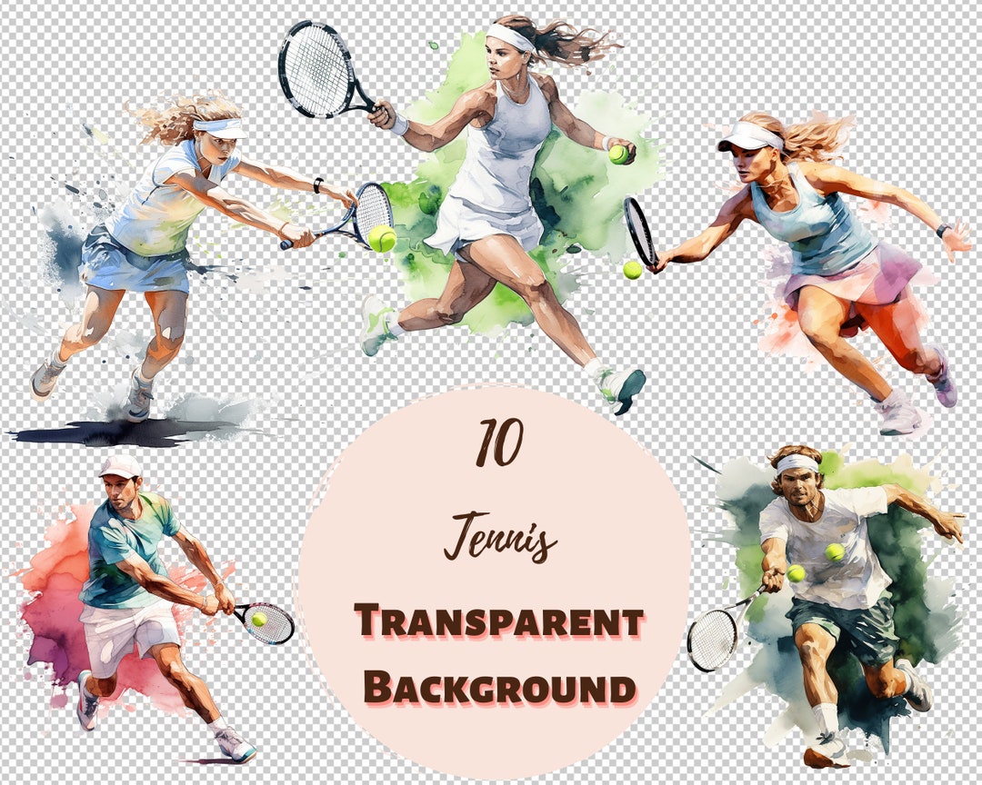 Tennis Clipart Bundle - Transparent PNG Collection, Digital Prints ...