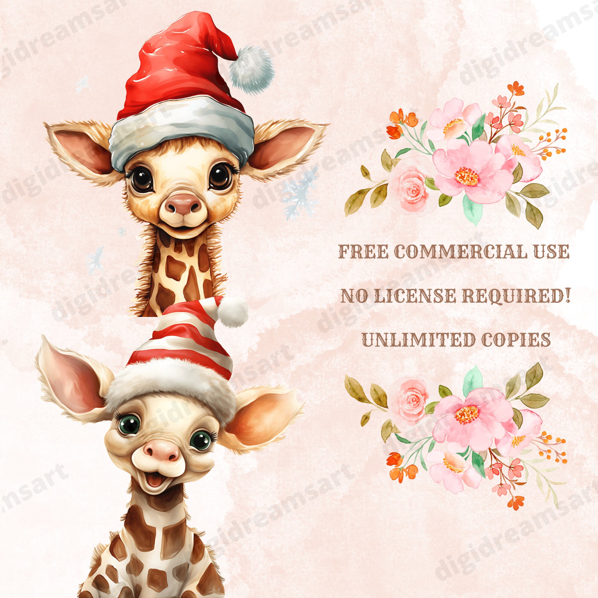 Christmas Baby Giraffe Design Bundle - PNG Transparent Clipart ...