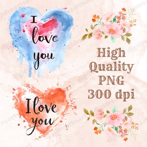 I Love You Heart Clipart Bundle Transparent PNG Collection, Digital ...