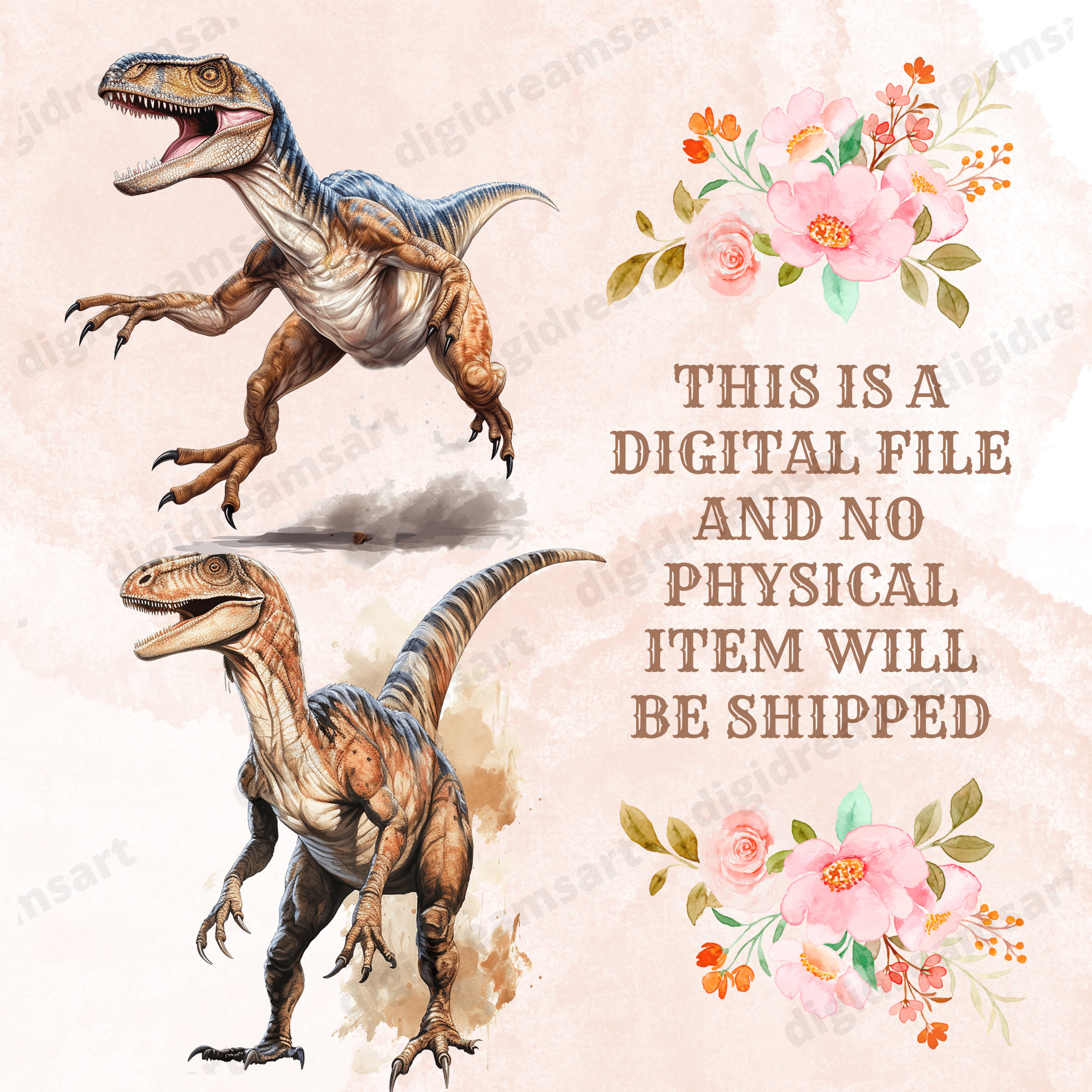 Velociraptor, Clipart Bundle Transparent PNG Collection, Digital Prints ...