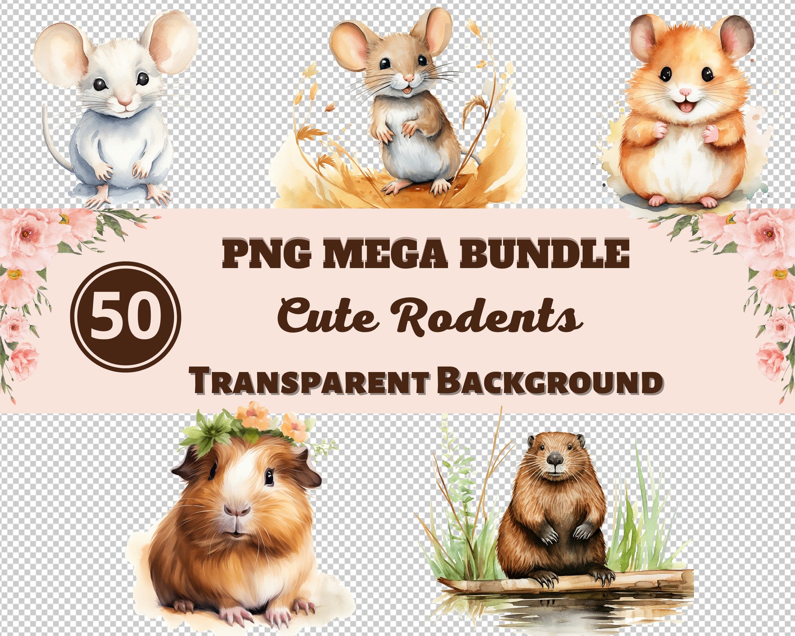 Cute Rodents Mega Bundle 50 PNG Clipart Transparent PNG - Etsy
