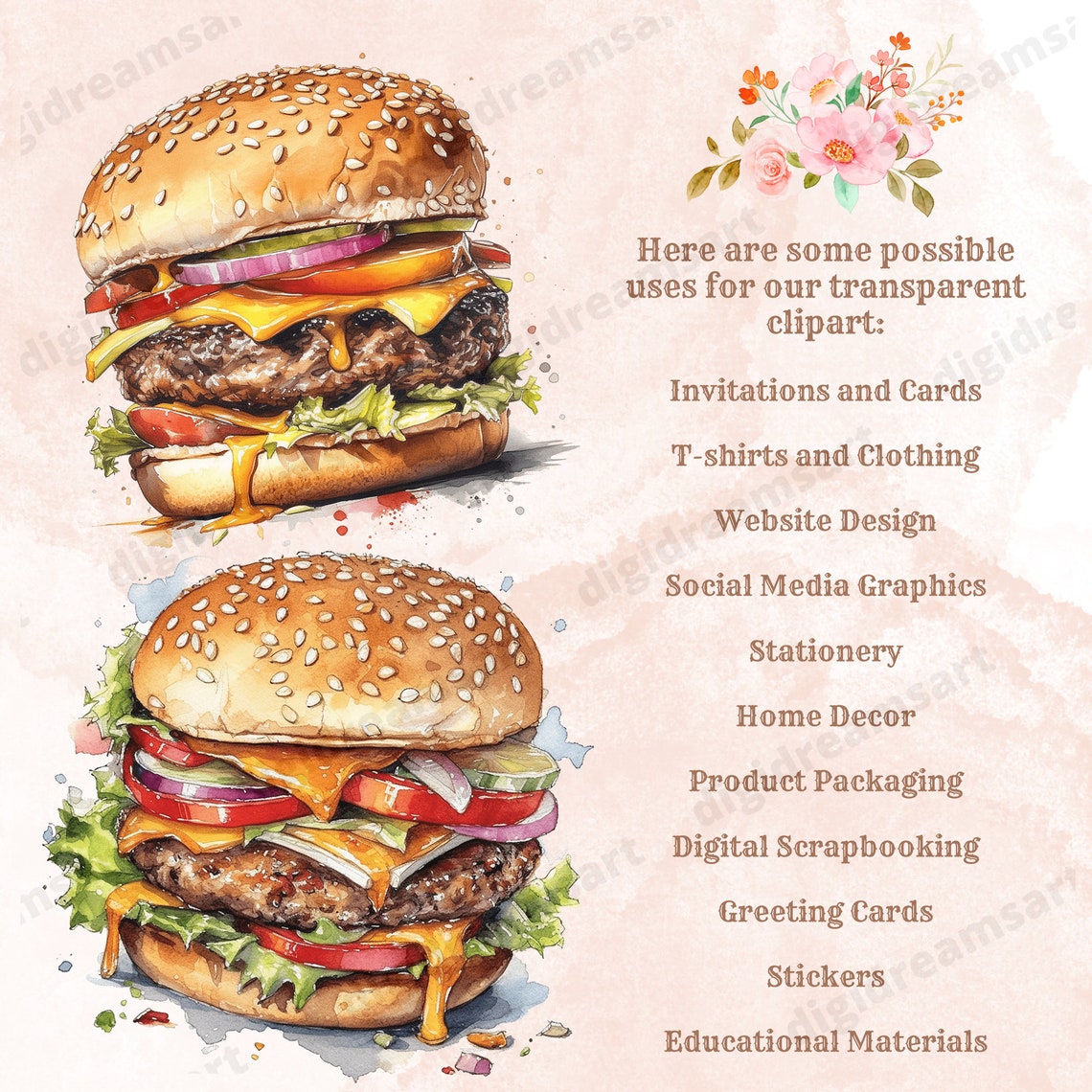 Cheeseburger Design Bundle PNG Transparent Clipart - Etsy