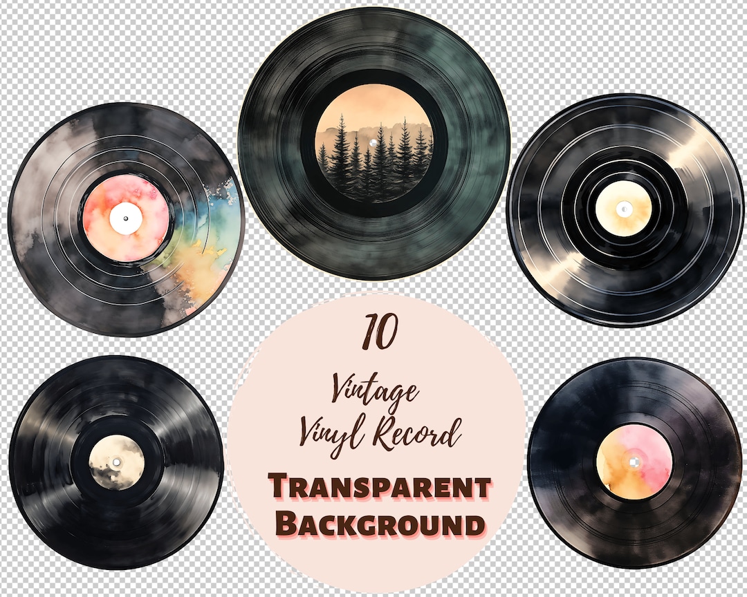 Vintage Vinyl Record Clipart Bundle - Transparent PNG Collection ...