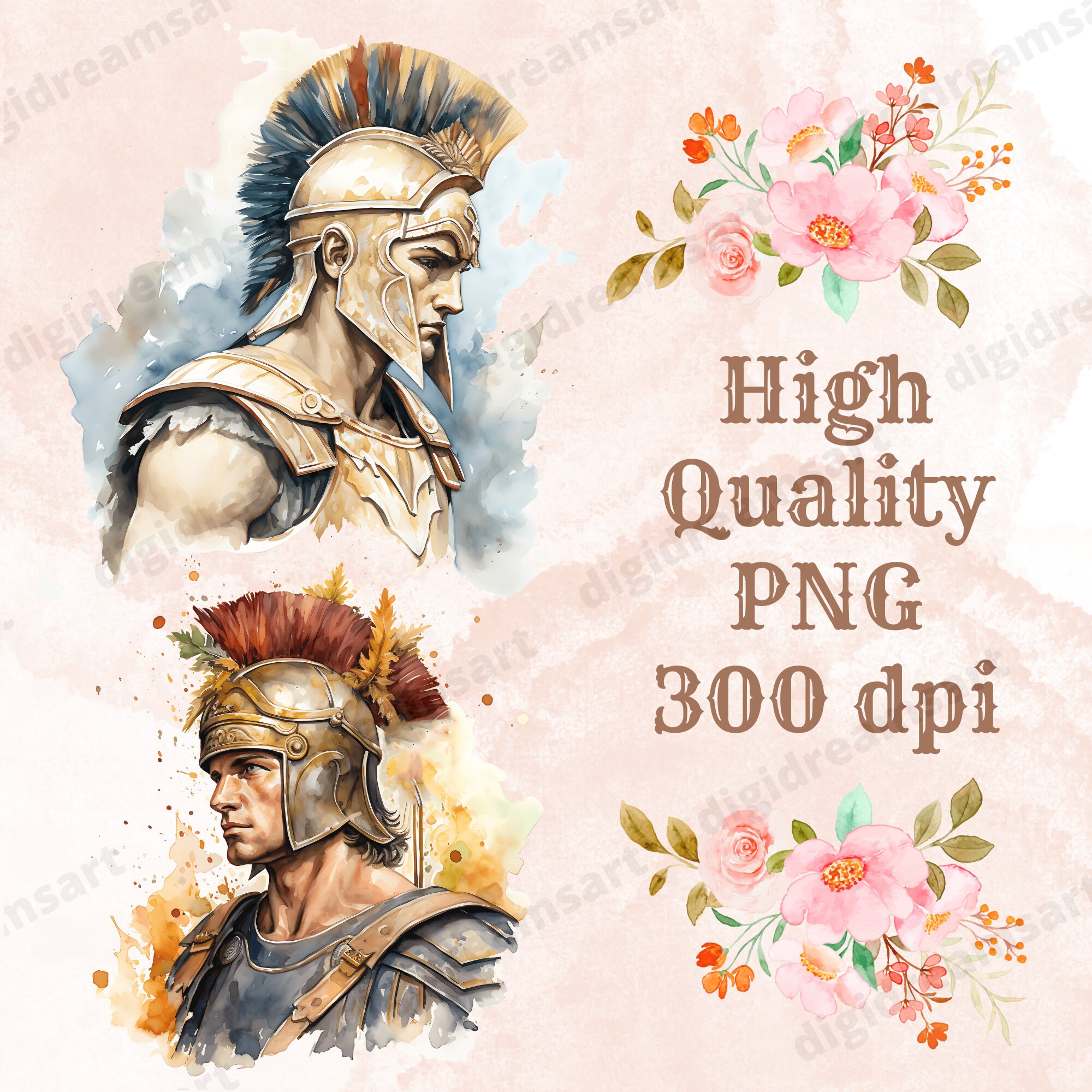 Achilles Design Bundle PNG Transparent Clipart Collection, Watercolor ...