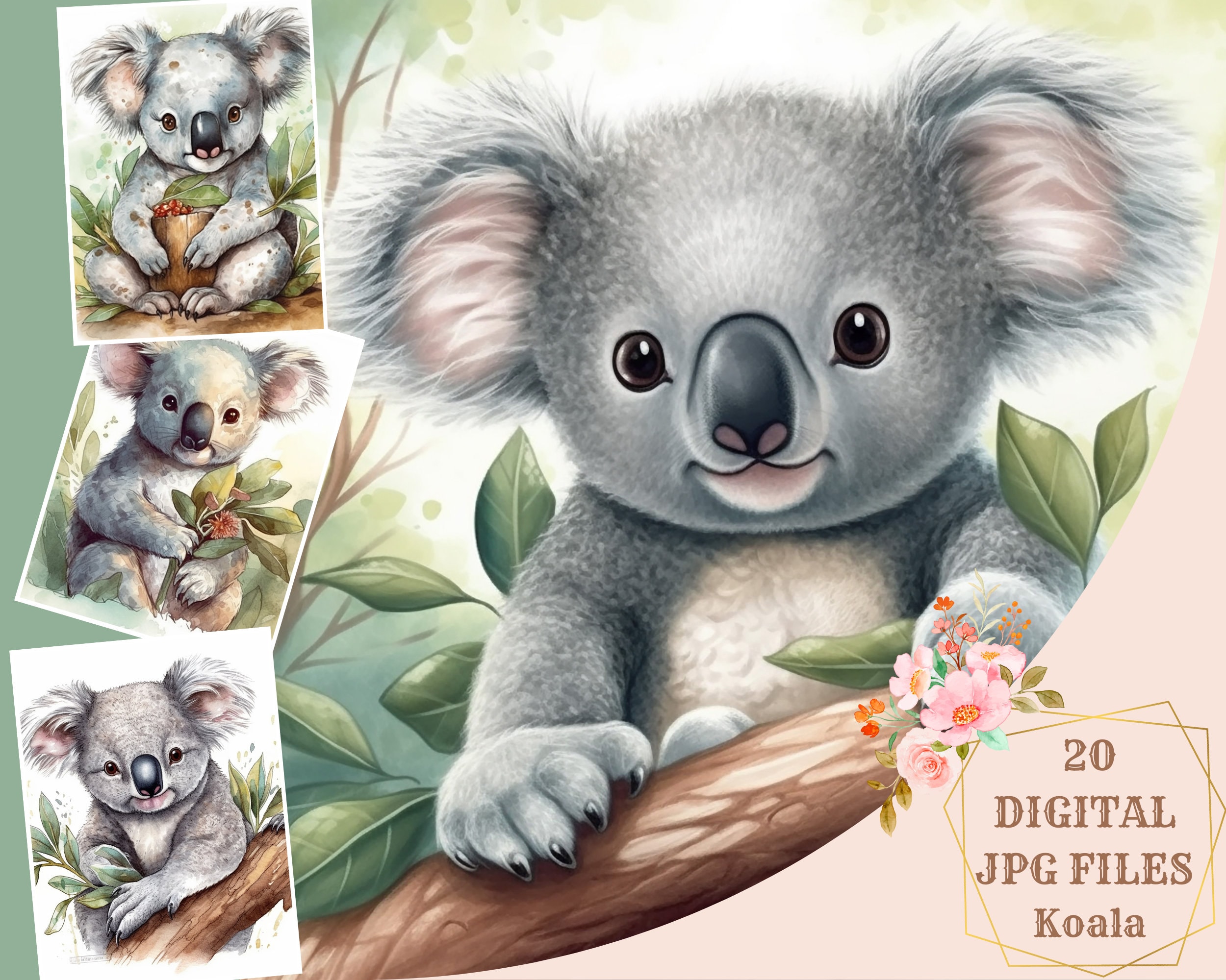 Koala Design Bundle: Cute Clipart, Digital Prints, and T-shirt ...