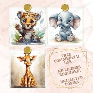 Safari Baby Animal Design Bundle: Clipart, Digital Prints, and T-shirt ...