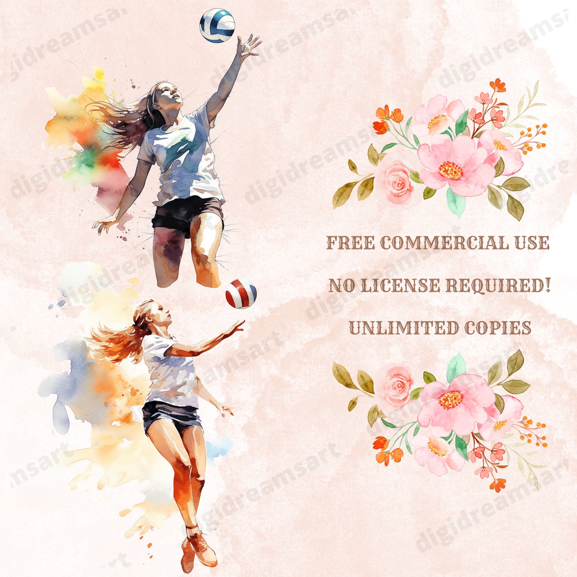 Volleyball Clipart Bundle Transparent PNG Collection, Digital Prints ...