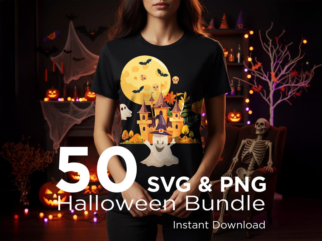 50 Halloween Clipart SVG & PNG Bundle: Spoky Print or Digital Use ...