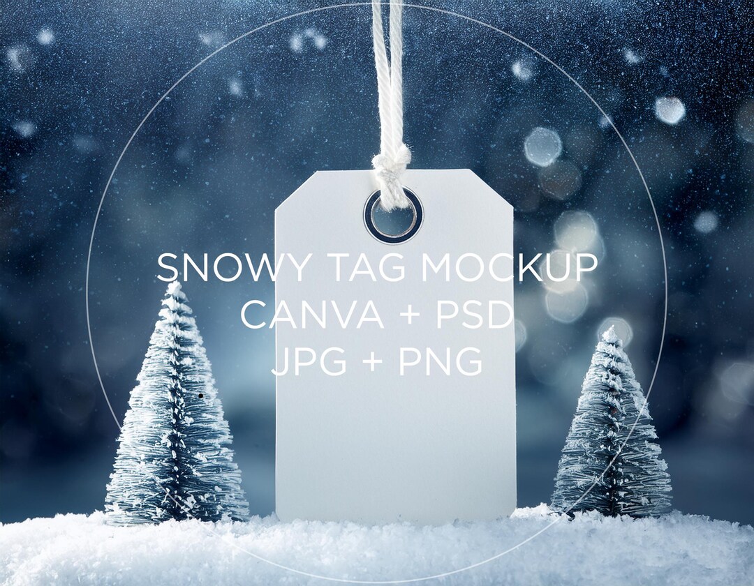 Editable Snowy Christmas Tag Mockup | New Year Themed | Digital ...