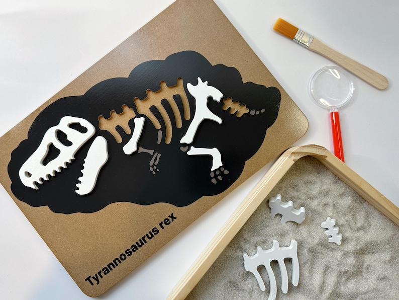 Wooden Dinosaur Fossil Puzzle, Montessori Dino, Fine Motor STEM ...