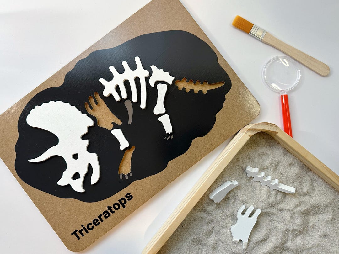 Wooden Dinosaur Fossil Puzzle, Montessori Dino, Fine Motor STEM ...