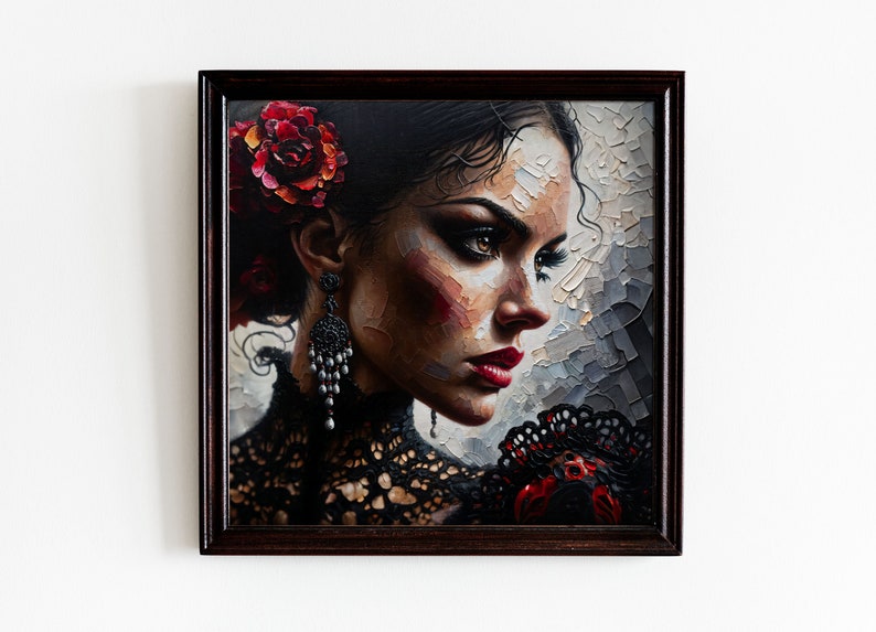 Unframed Original Flamenco Dancer Print Flamenco Dancer Impasto Oil ...