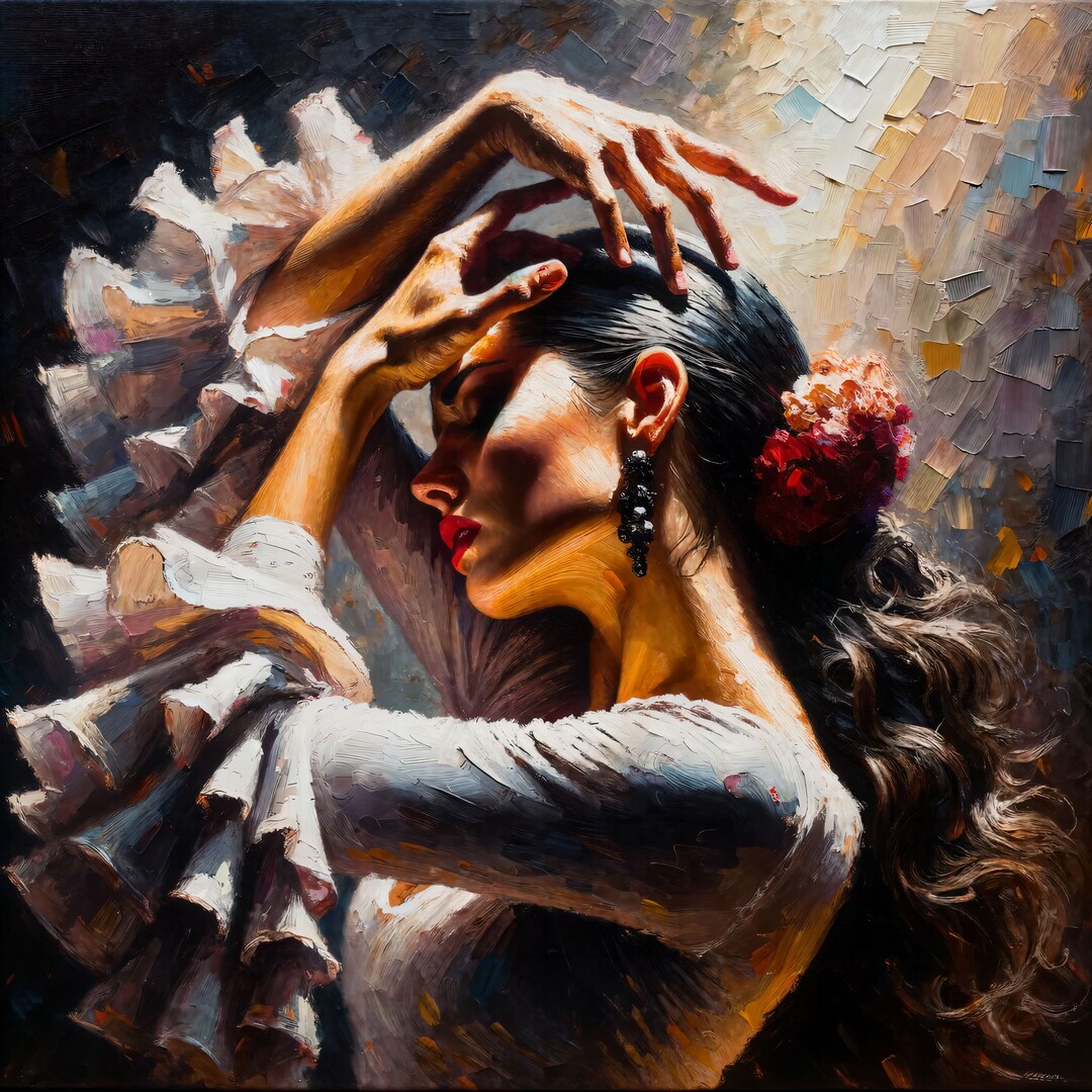 Unframed Original Flamenco Dancer Print Flamenco Dancer Impasto Oil ...