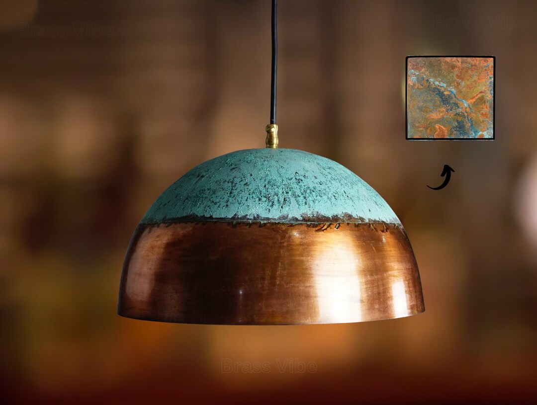 Oxidized Copper Pendant Light Copper Patina Pendant Light - Etsy