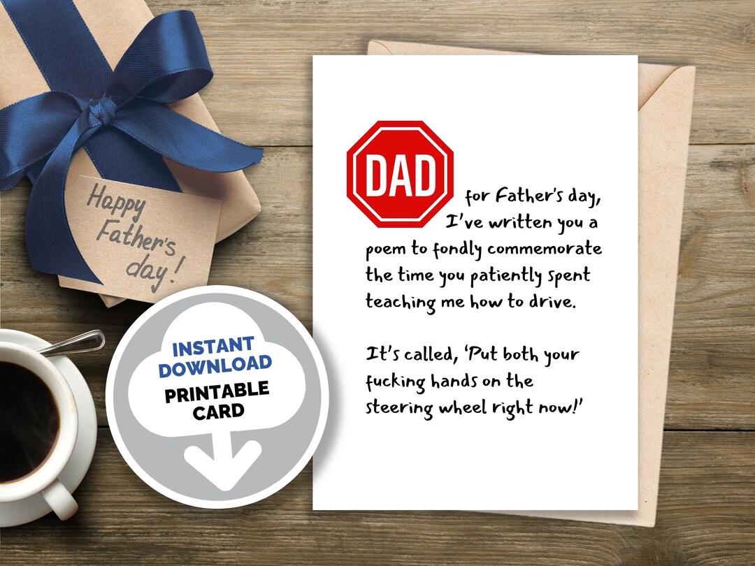 Fathers Day Card Funny Driving Lessons Card Sarcastic Dad - Etsy