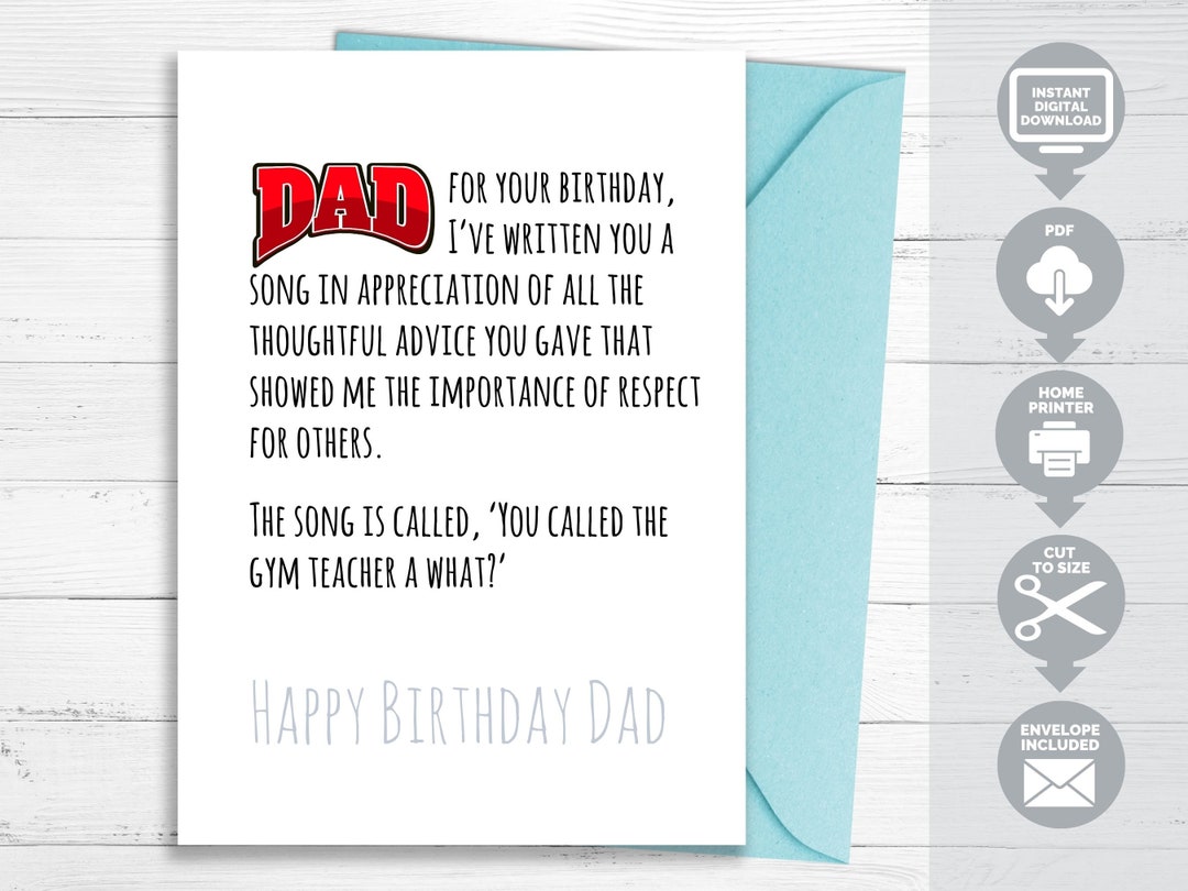 Angry Dad Birthday Card Gym Teacher Joke Card Rude Dad Card - Etsy