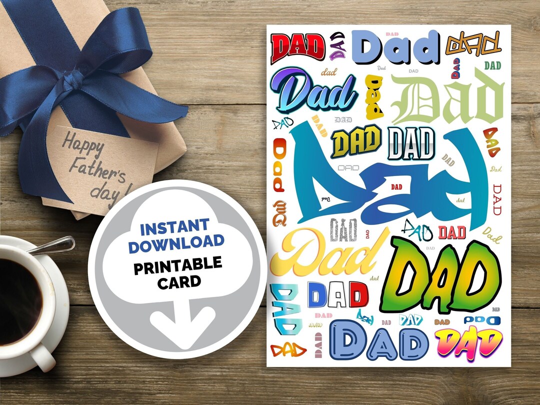 Fathers Day Card Cool Dad Gift Instant Card Designer Dad Card Multiple ...