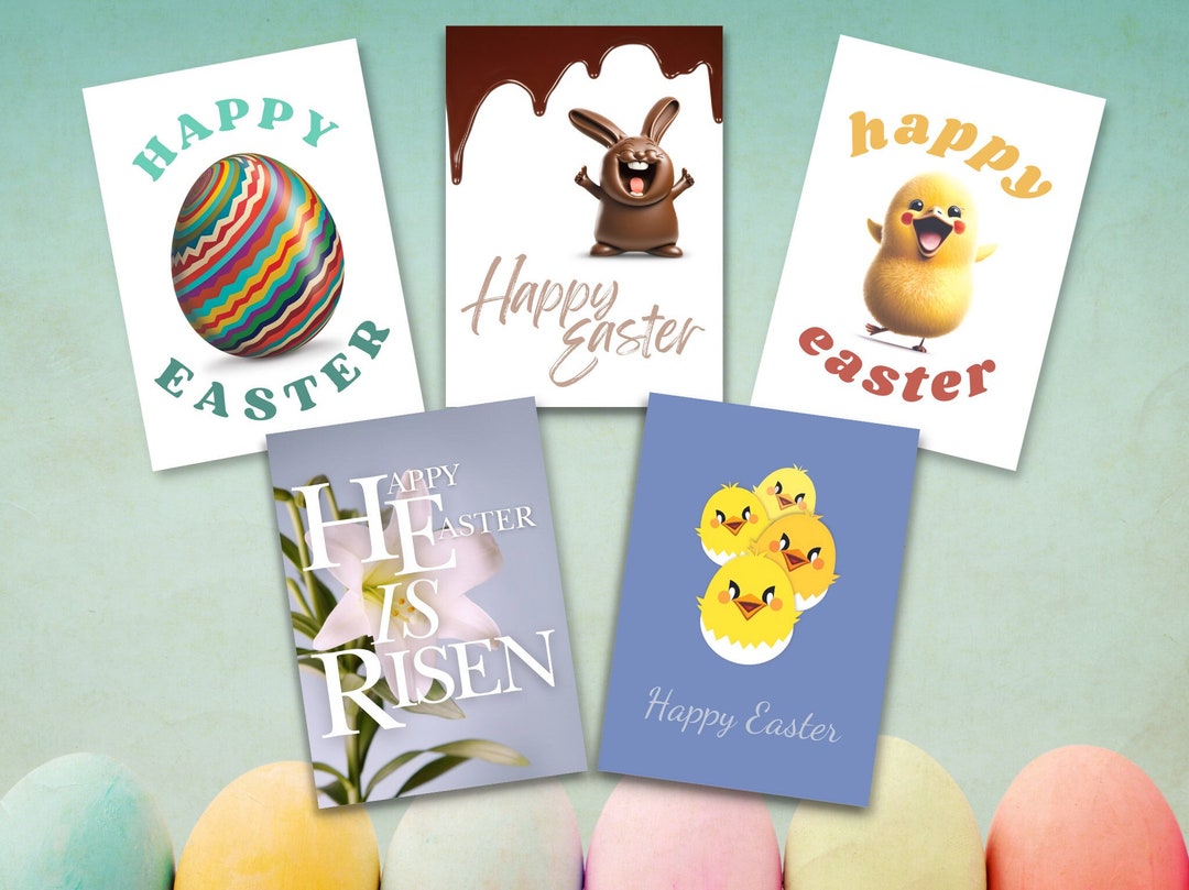 5 Pack Easter Greeting Cards, Traditional Easter Card, Christian Easter ...