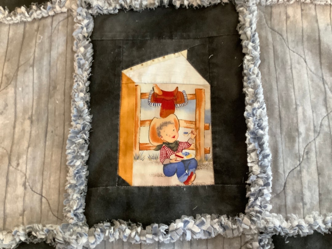 Rag Quilt Twin Books Cowboy Boats - Etsy
