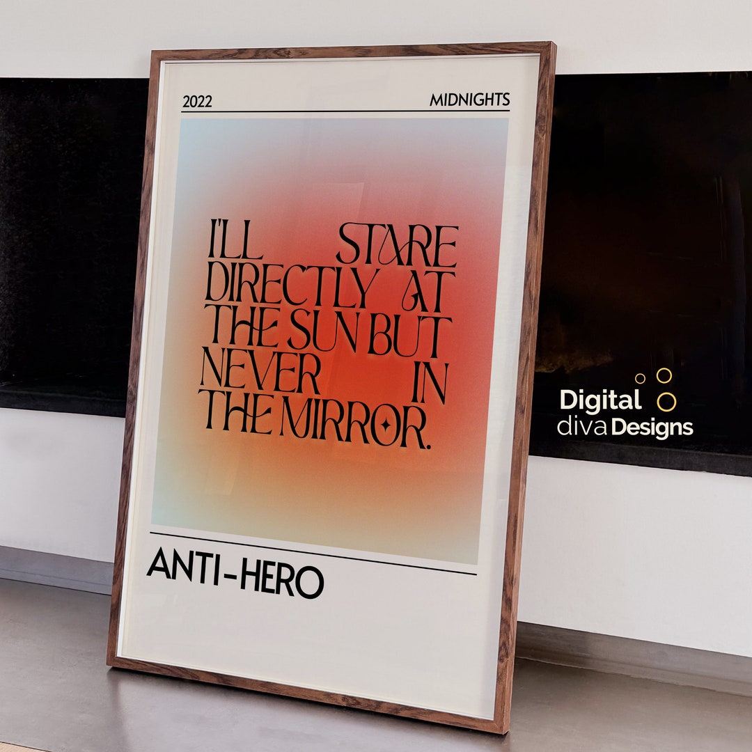 Taylor Swift Lyric Poster Anti-hero Taylor Swift Prints, Taylor Swift ...