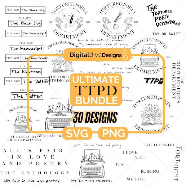 Tortured Poets Department Svg Bundle - Etsy