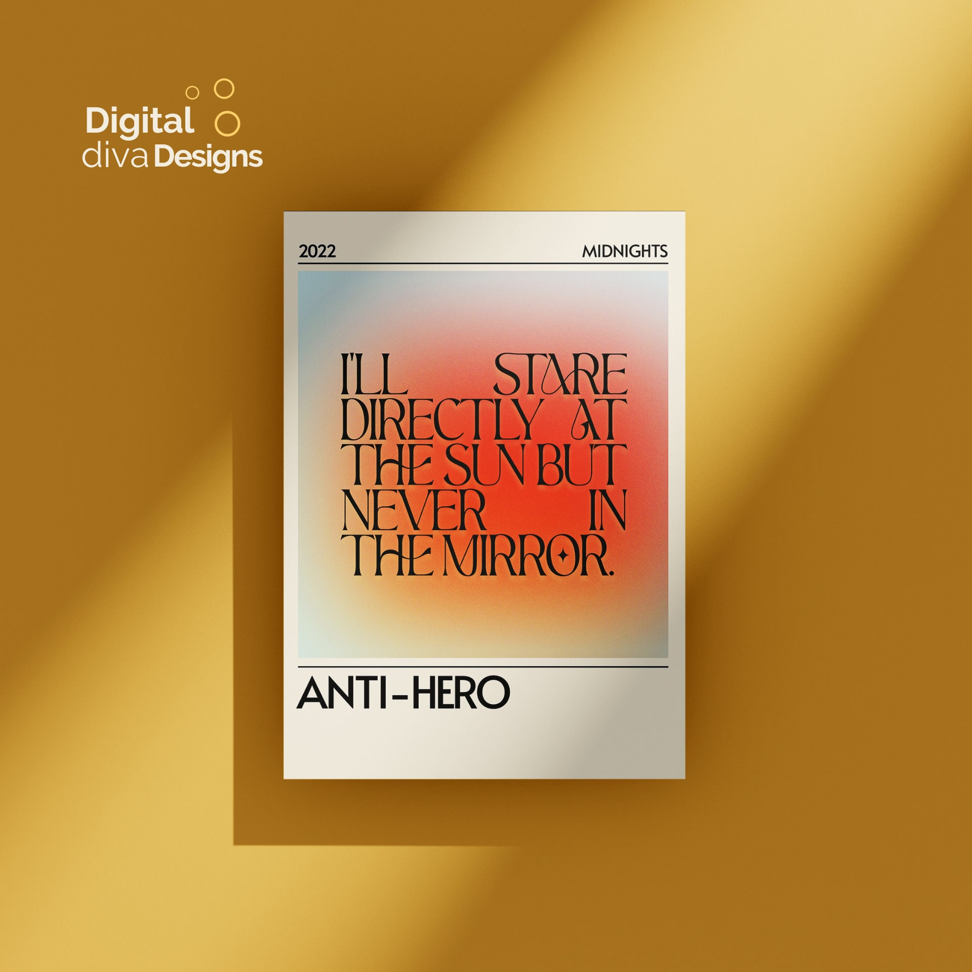 Taylor Swift Lyric Poster Anti-hero Taylor Swift Prints, Taylor Swift ...