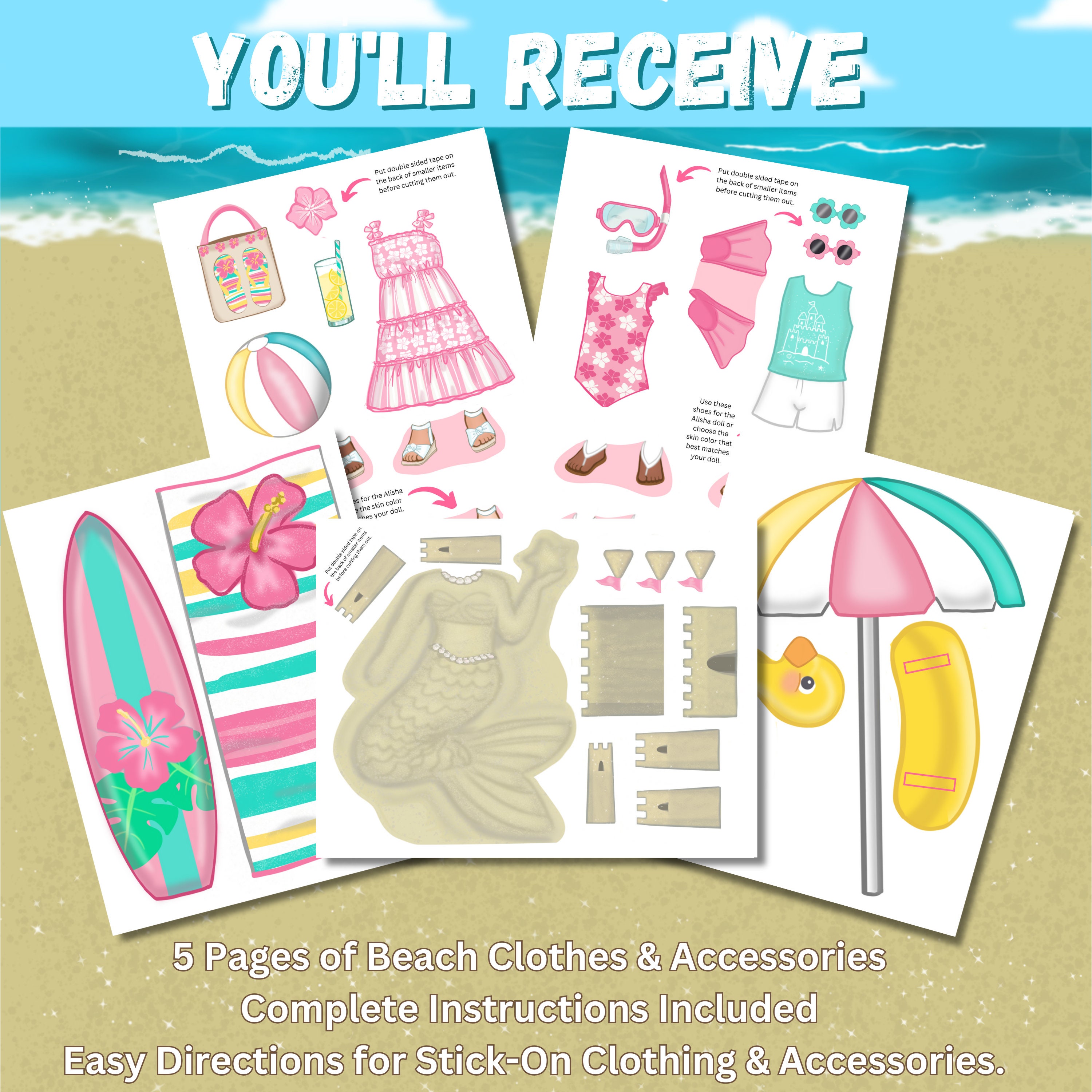 TODDLER Printable Beach Clothes Paper Dolls Fits my Paper Doll ...