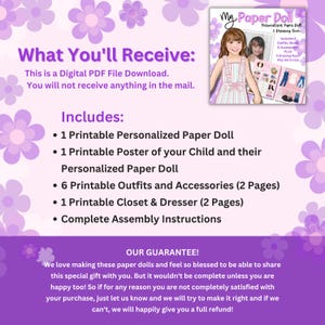 Printable Personalized Paper Doll | Digital Download | 6 Adorable ...