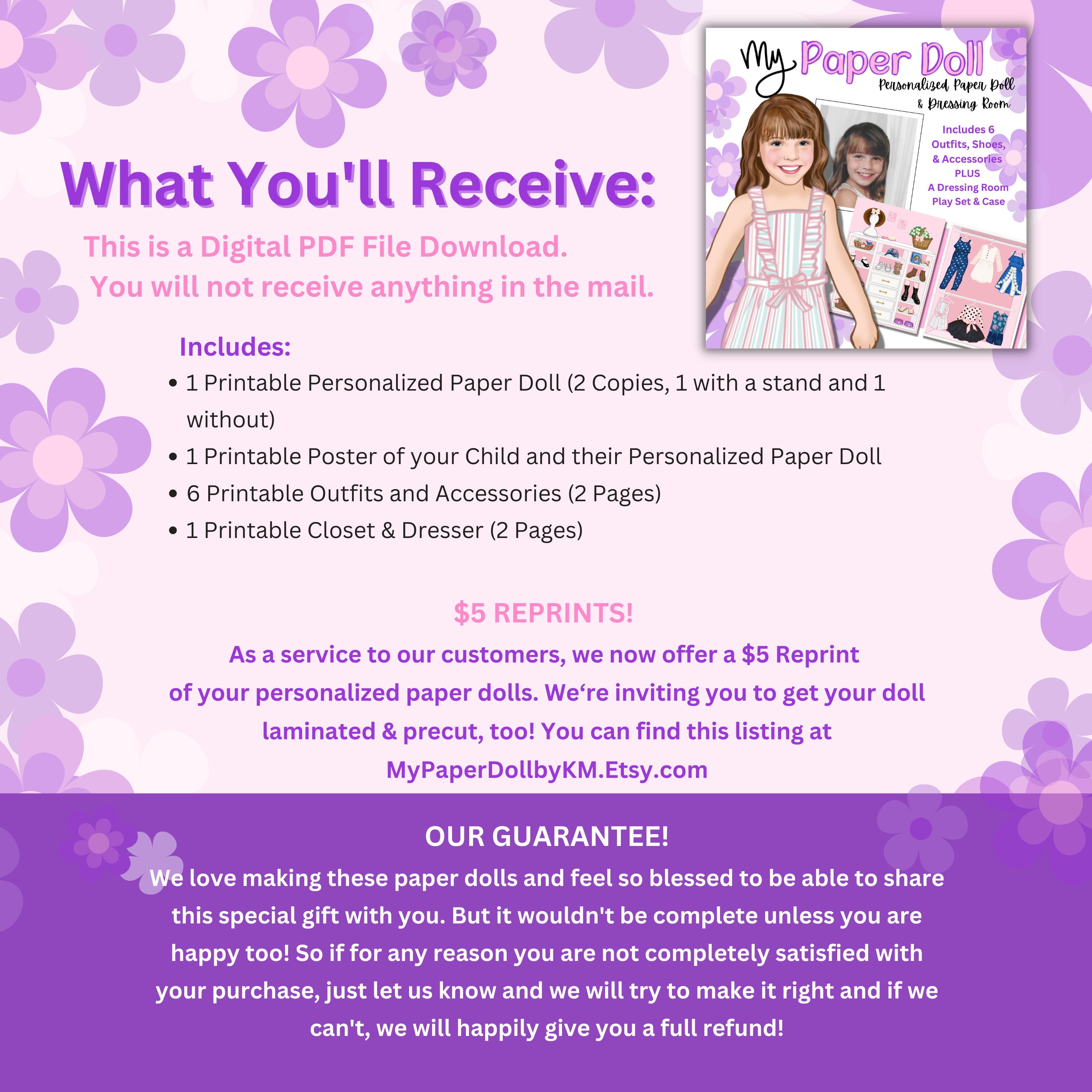 Printable Personalized Paper Doll | Digital Download | 6 Adorable ...