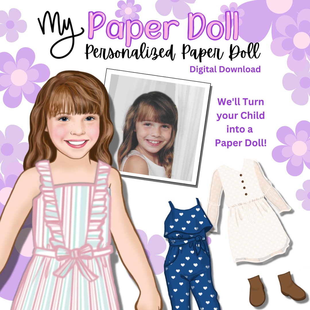 Printable Personalized Paper Doll Digital Download 6 Adorable Outfits ...