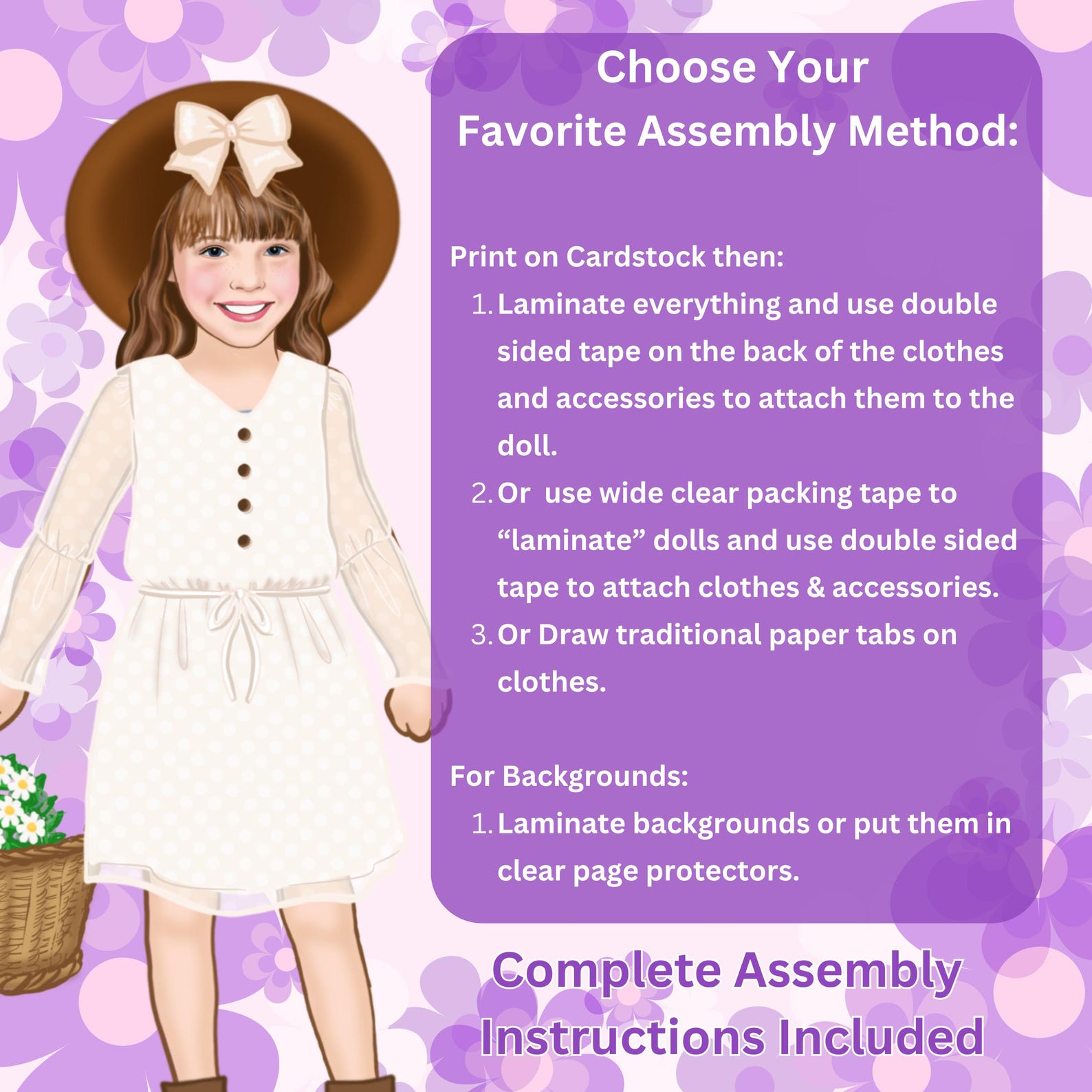 Printable Personalized Paper Doll | Digital Download | 6 Adorable ...