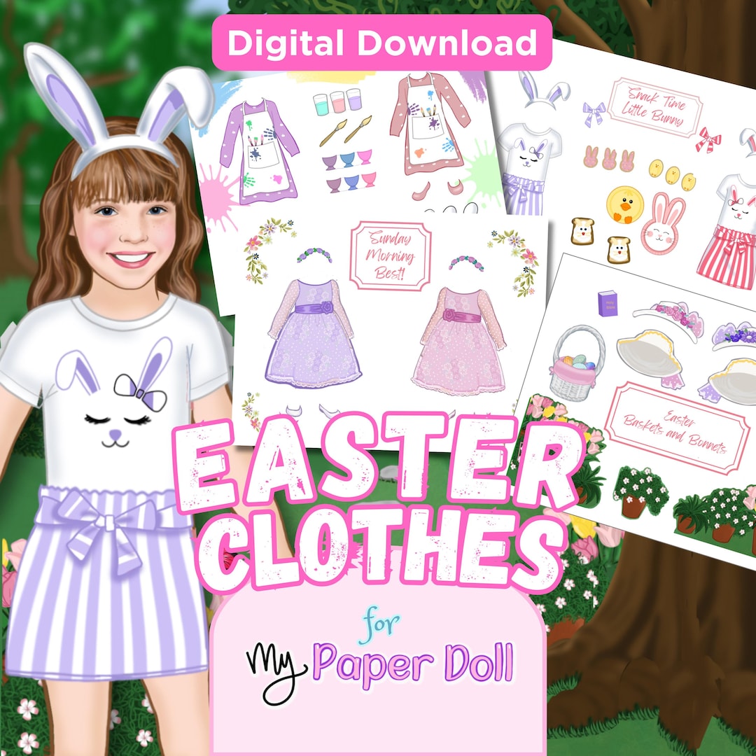 Printable Easter Paper Doll Clothes Playset | 2 Dolls, Outfits ...