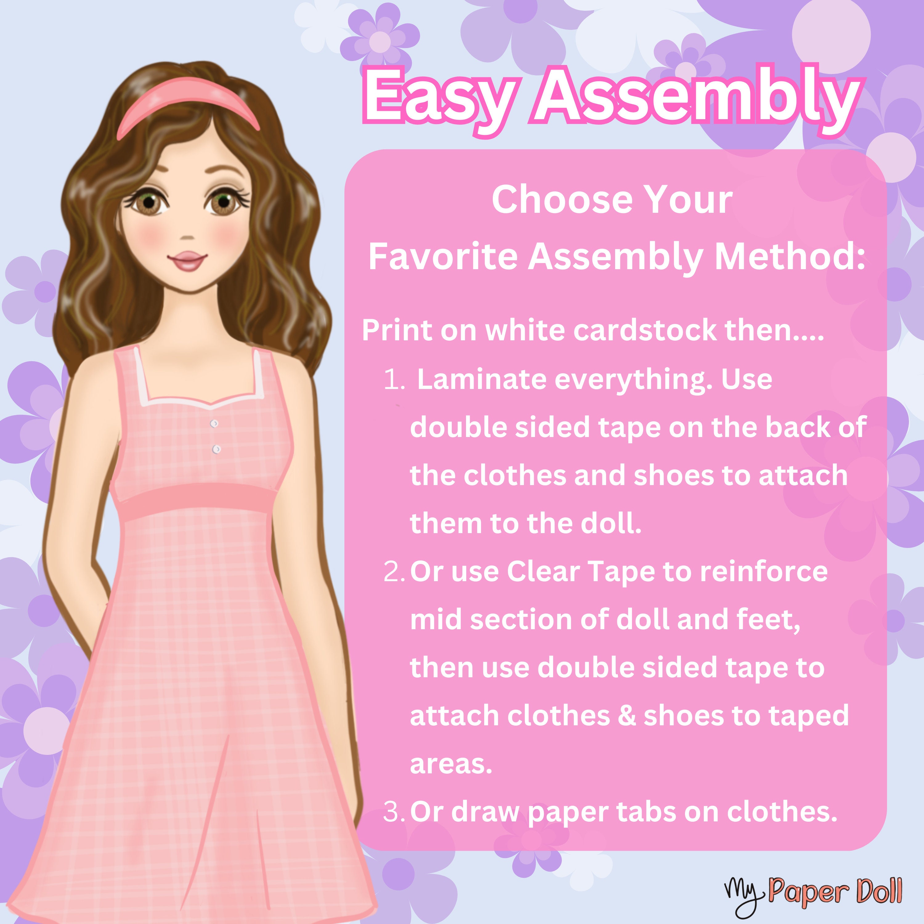 Printable "molly" Paper Doll | 2 Pages | Full Color and Coloring Page ...