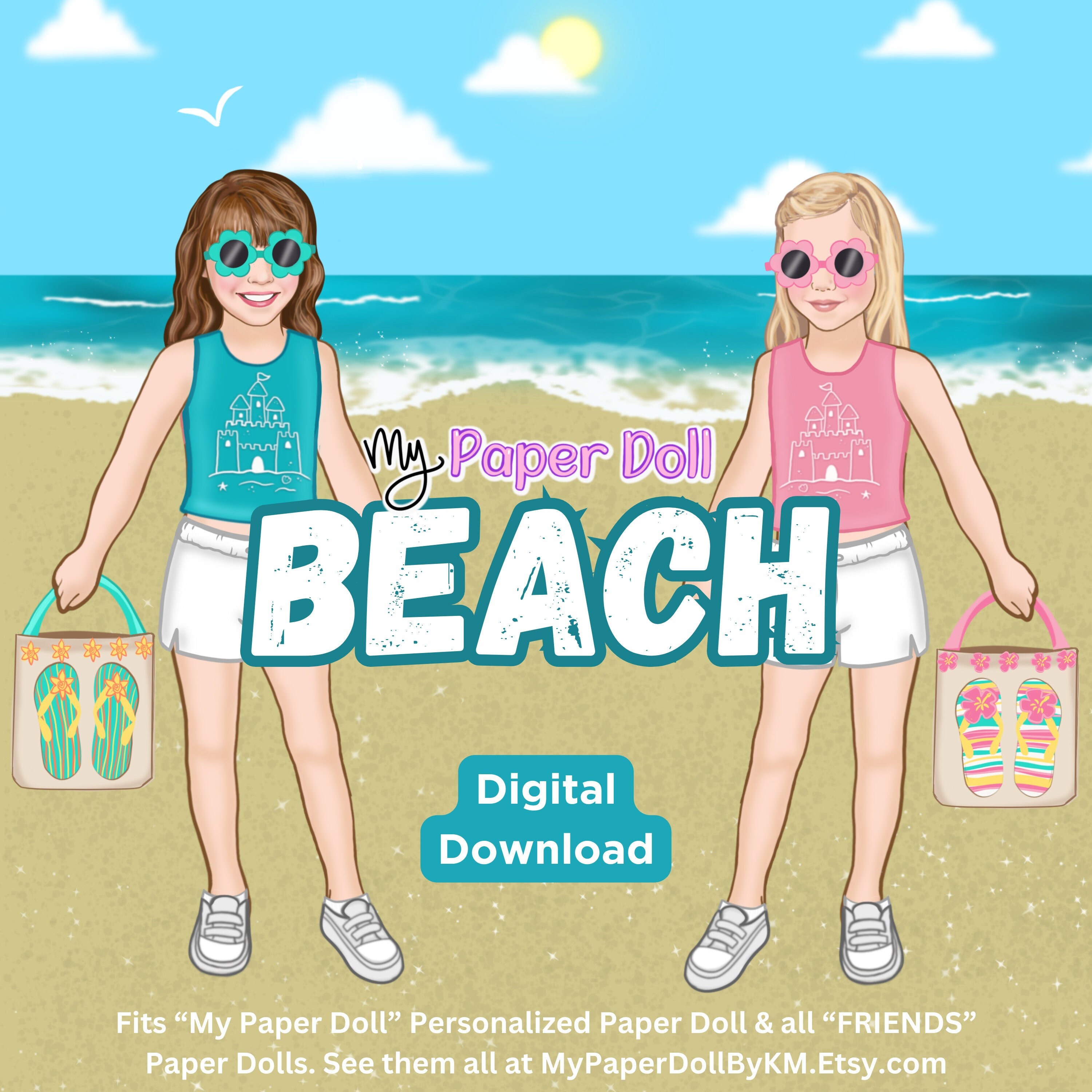 Printable Beach Clothes & 2 friends Paper Dolls Fits my Paper Doll ...