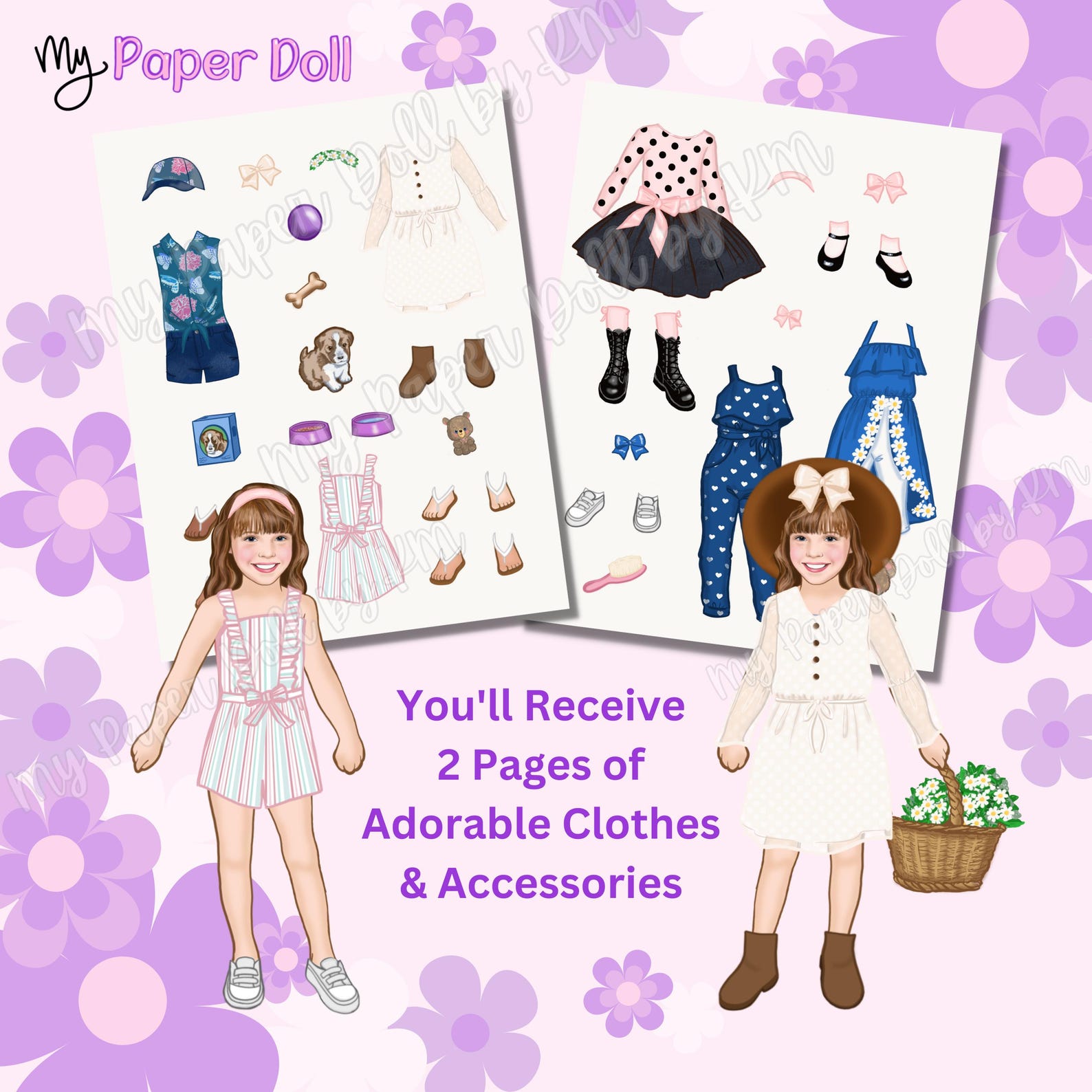7.5" Printable Personalized Paper Doll | 6 Outfits & Dressing Room ...