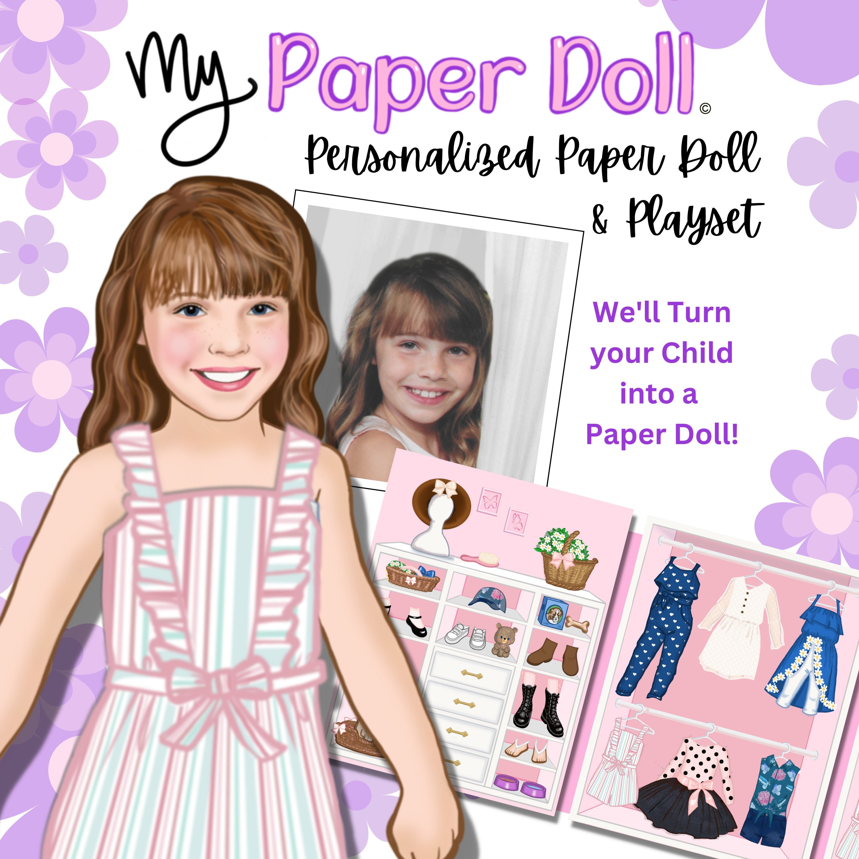 Personalized Paper Doll and Dressing Room Playset Fully Assembled Busy ...