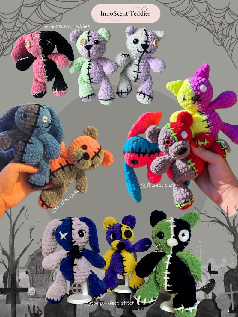 Mini ZOMBEAR Crochet Patterns: 3 in 1 Spooky Amigurumi Plush Toy (PDF ...