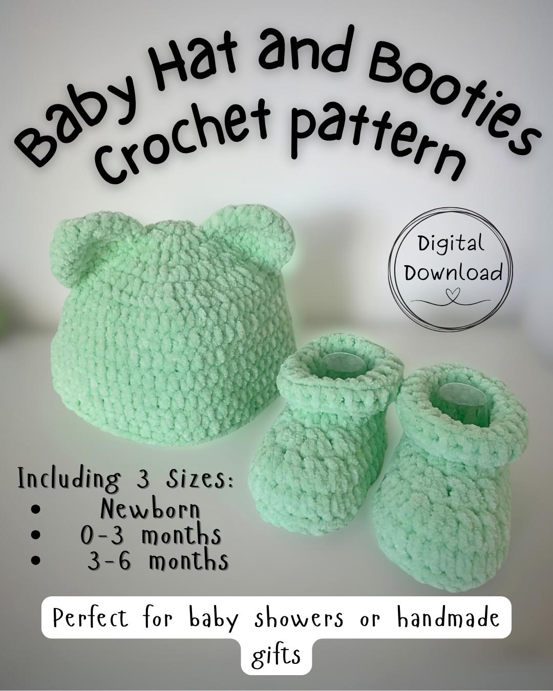 Crochet Baby Bear Hat & Booties Pattern: Easy PDF Download - Etsy