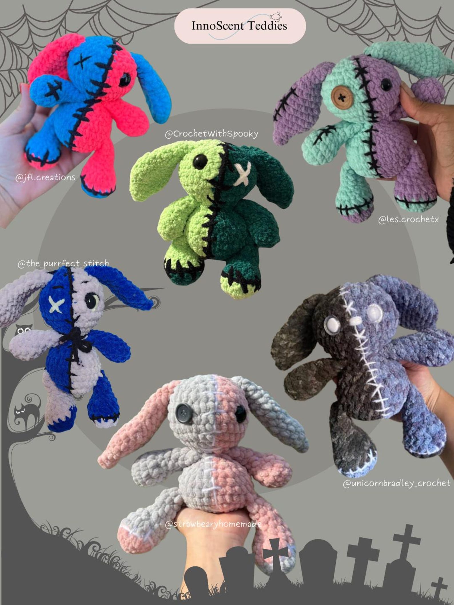 Mini ZOMBEAR Crochet Patterns: 3 in 1 Spooky Amigurumi Plush Toy (PDF ...