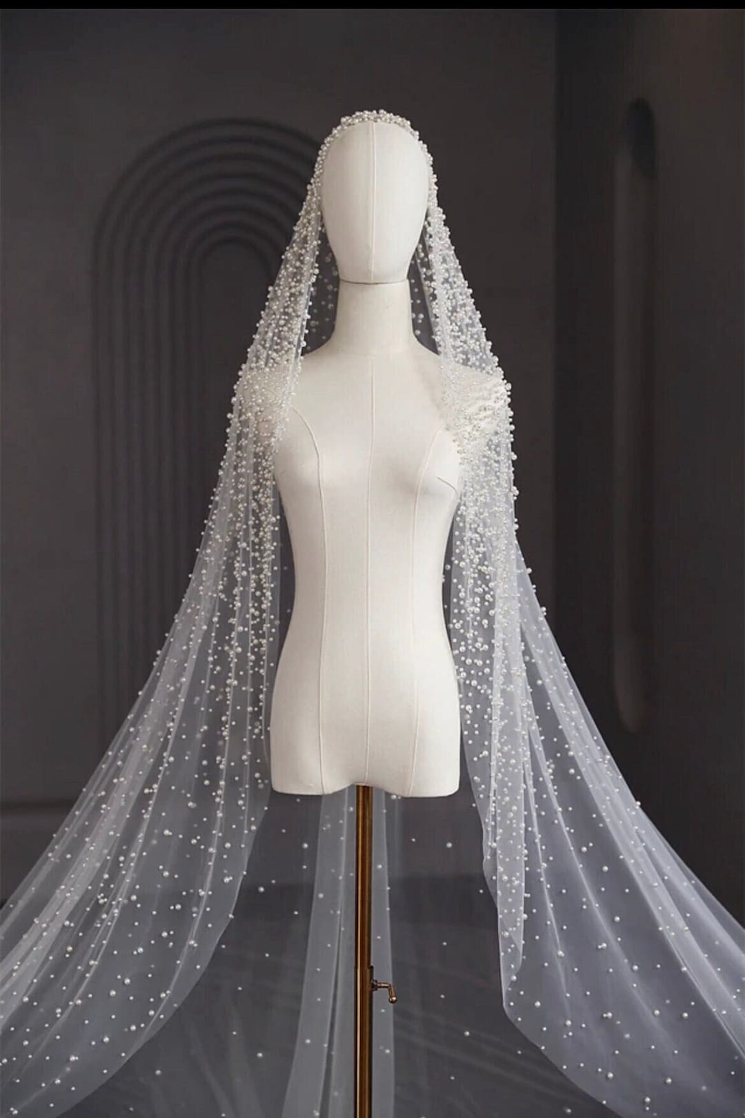 Stunning Cathedral Pearl Veil, Bridal Veil, White and off White CHOOSE ...