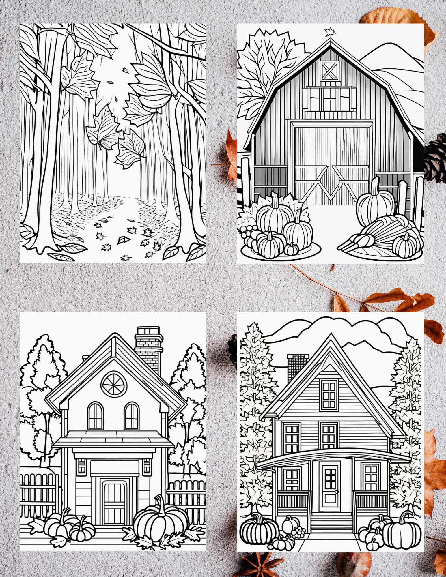 Autumn Coloring Pages PDF Instant Downloads Fall Coloring - Etsy