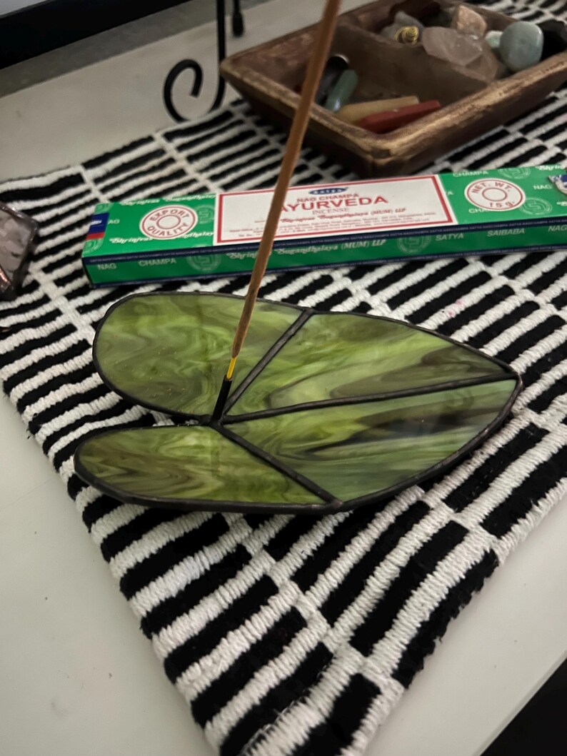 Leaf Incense Stained Glass Holder Nature Decor - Etsy