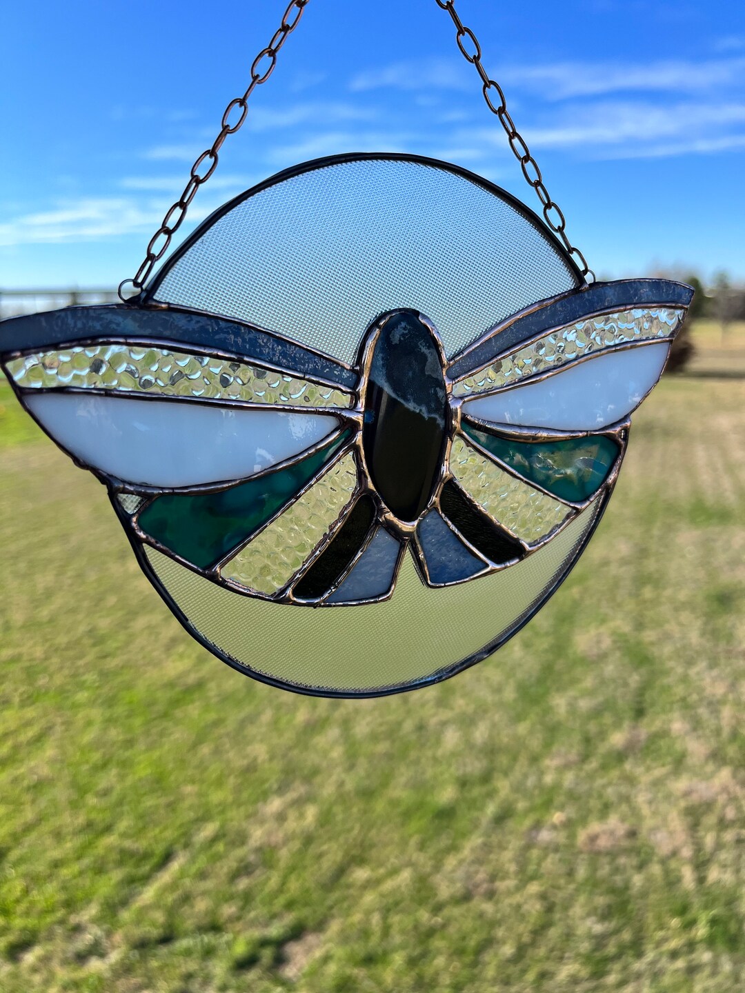 Agate Butterfly Suncatcher: Stained Glass Moth Window Hanging - Etsy