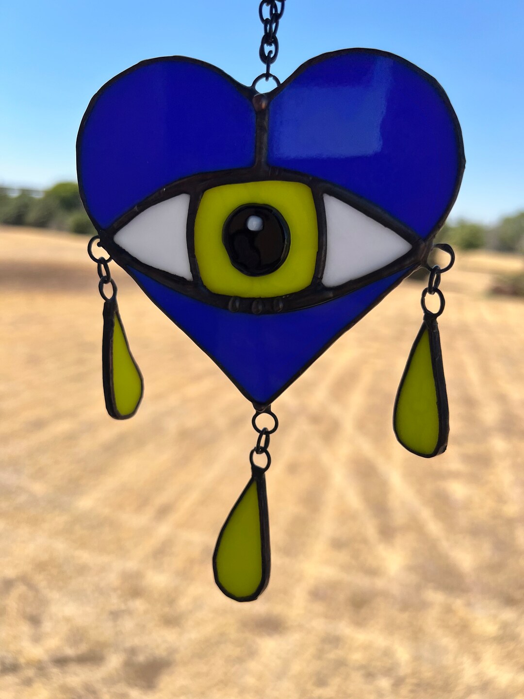 Glass Evil Eye Tear Drop Fused/stained Glass Colorful Neon Wall or ...