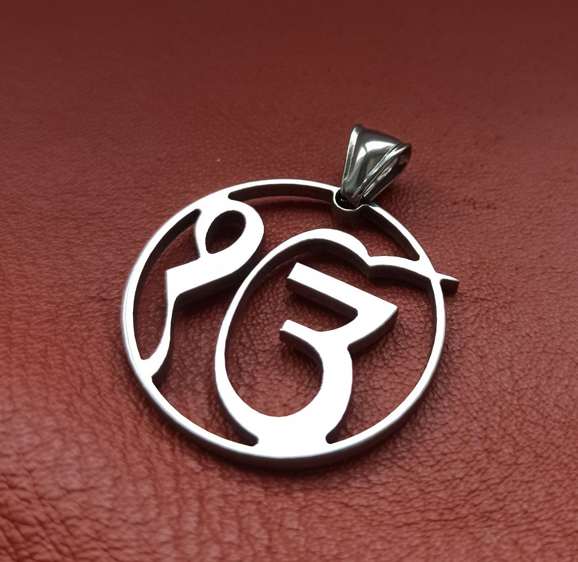Ek Ong Kar Sat Nam Yoga Symbol in Circle Pendant Charm Stainless Steel ...