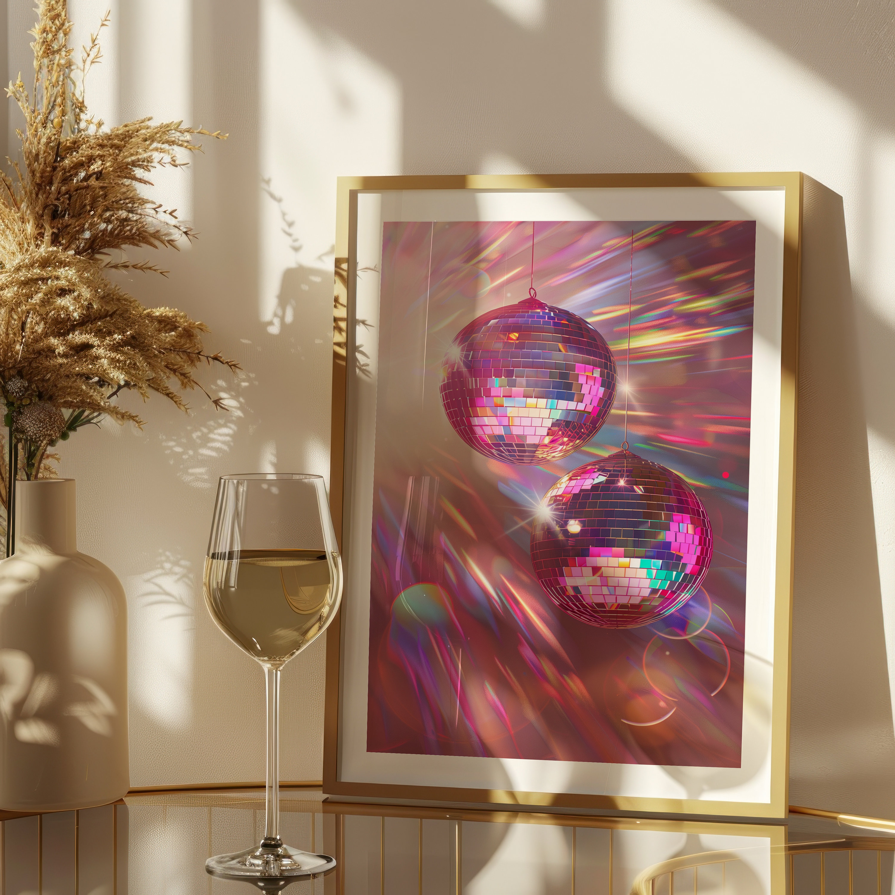 Pink Disco Balls Art Print Wall Art Poster Mirrorball Art Preppy Trendy ...