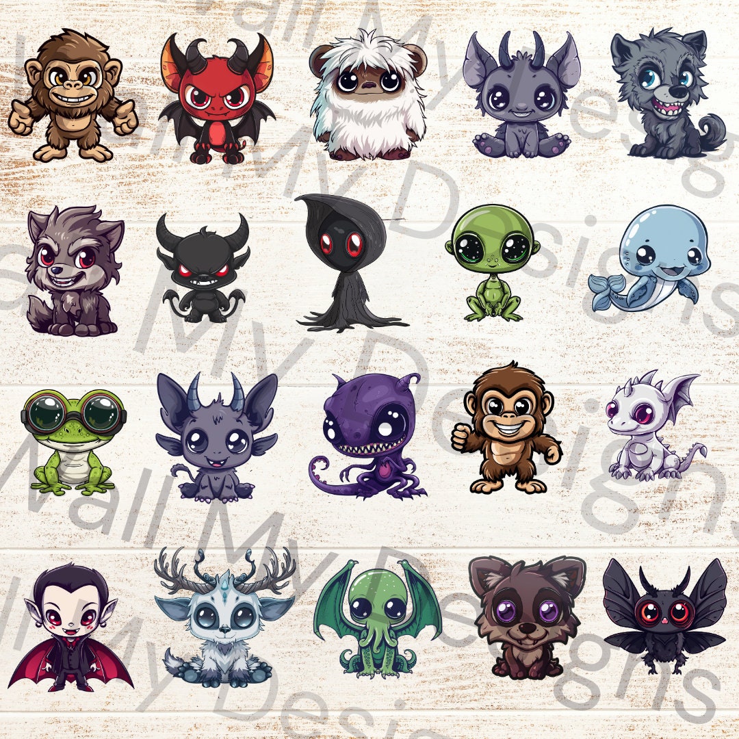 Cryptid PNG Bundle | Chibi Cute Cryptids Clipart | Digital Download ...