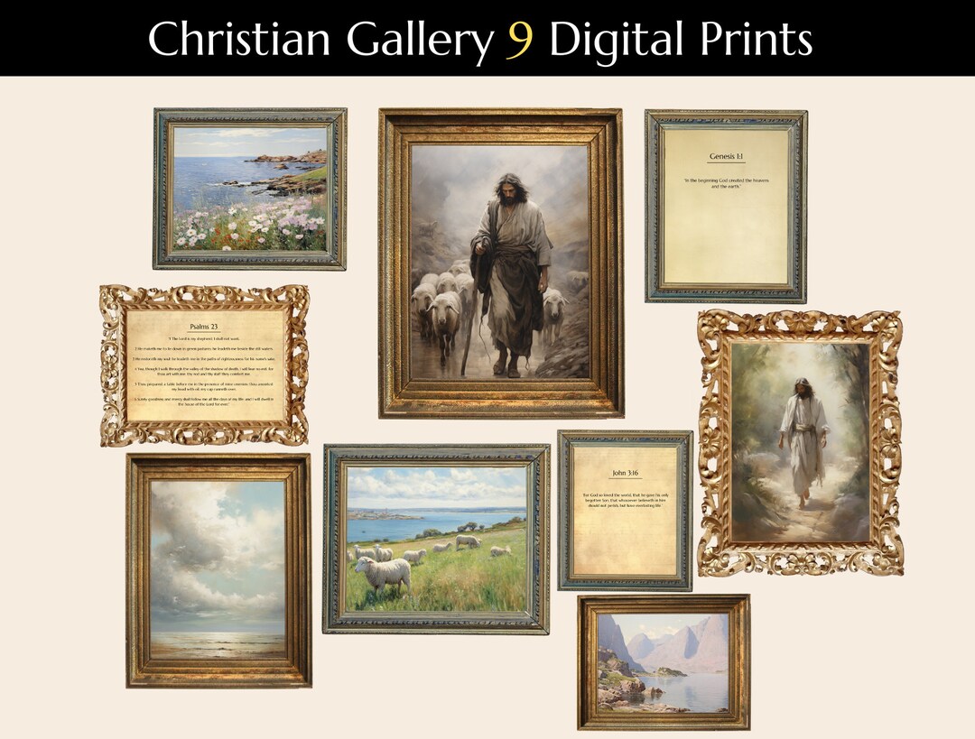 Christian Gallery Set of Nine / DIGITAL DOWNLOAD / Psalms 23 Scripture ...